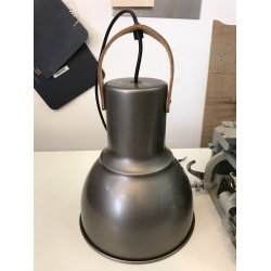 Redesign pendel lampe i hårdfør metal pulver lakering og med læderstrop ...